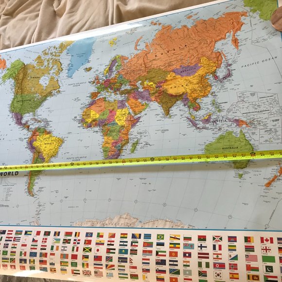 Craenen | Art | Large Laminated World Map 39 Tall X 53 Wide Geography ...